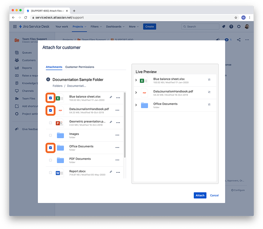 How to Attach Files and Folders in Jira Service Management with Team Files